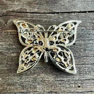 Jewelry | Brooch Pin Silvertone Butterfly Blue And White Costume ...